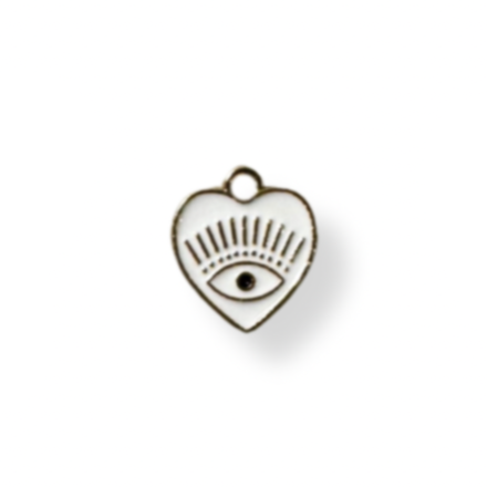 White Evil Eye Mati Heart Charm – Keepsake Baby Co